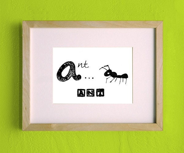 A is for Ant Animal ABC Alphabet Kid Art Print - Etsy