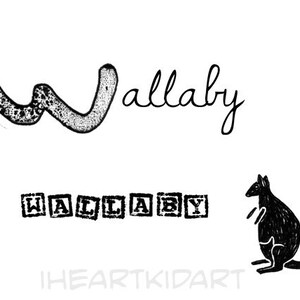 W is for Wallaby Animal ABC Alphabet Kid Art Print - Etsy