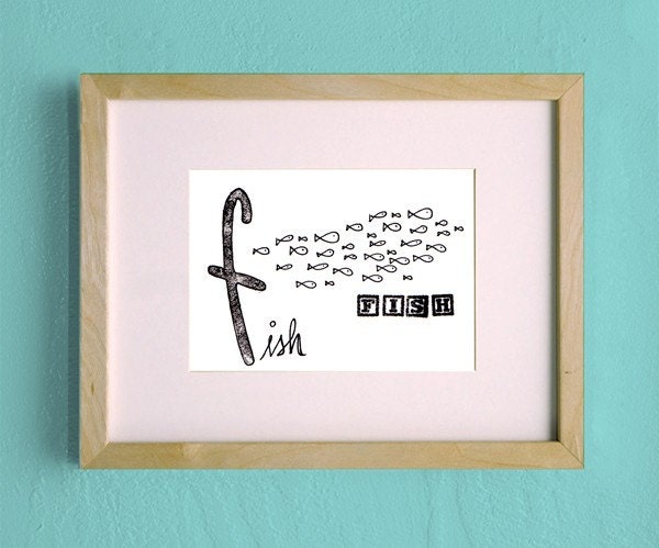 F is for Fish Animal ABC Alphabet Kid Art Print | Etsy
