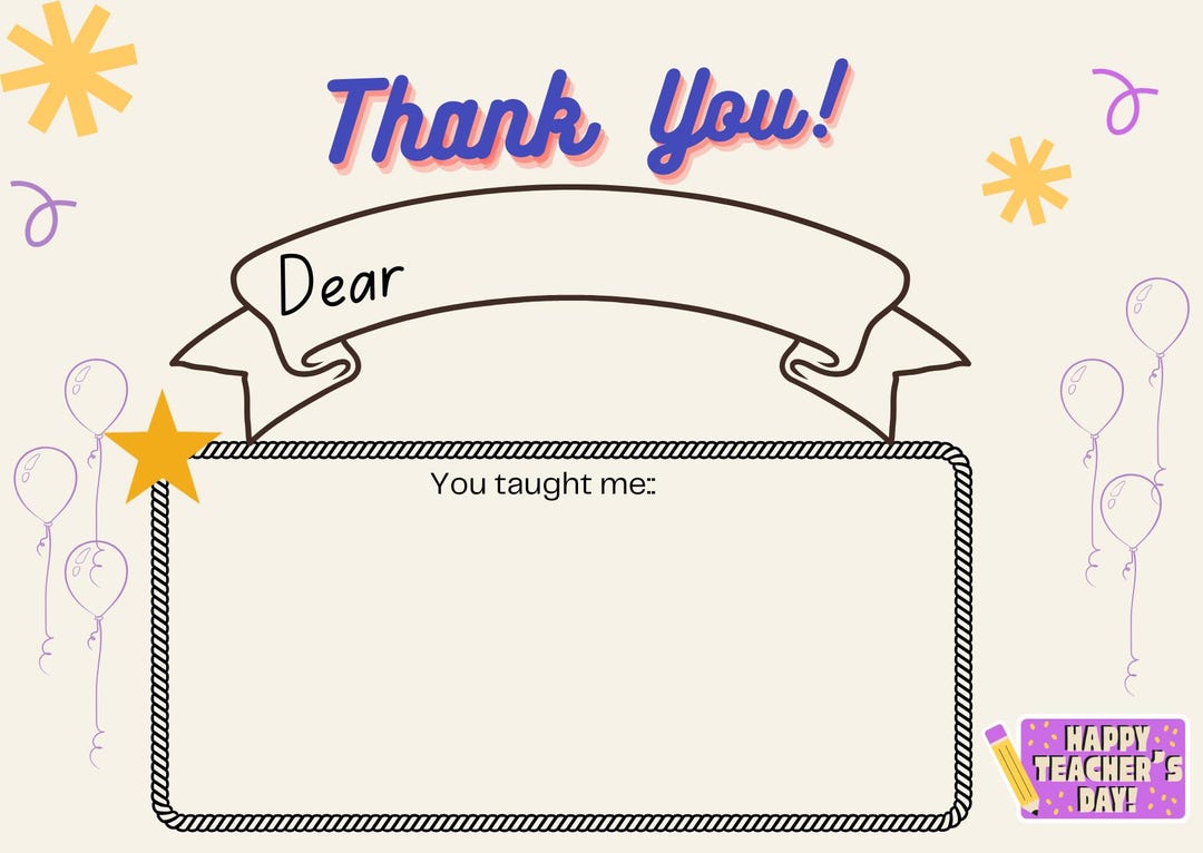 EDITABLE & PRINTABLE Teachers' Day Cards - Etsy