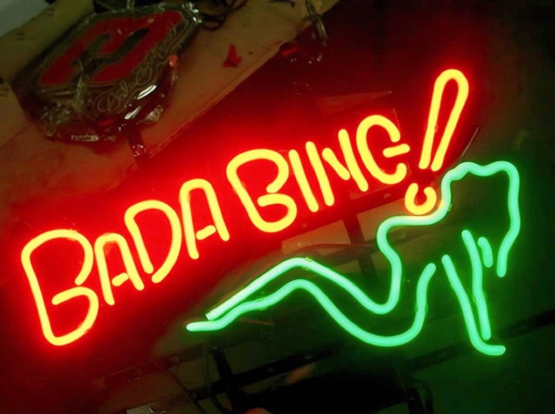 Bada Bing Girl Neon Sign: Real Glass Handmade Bar Decor (17"x14") - Etsy
