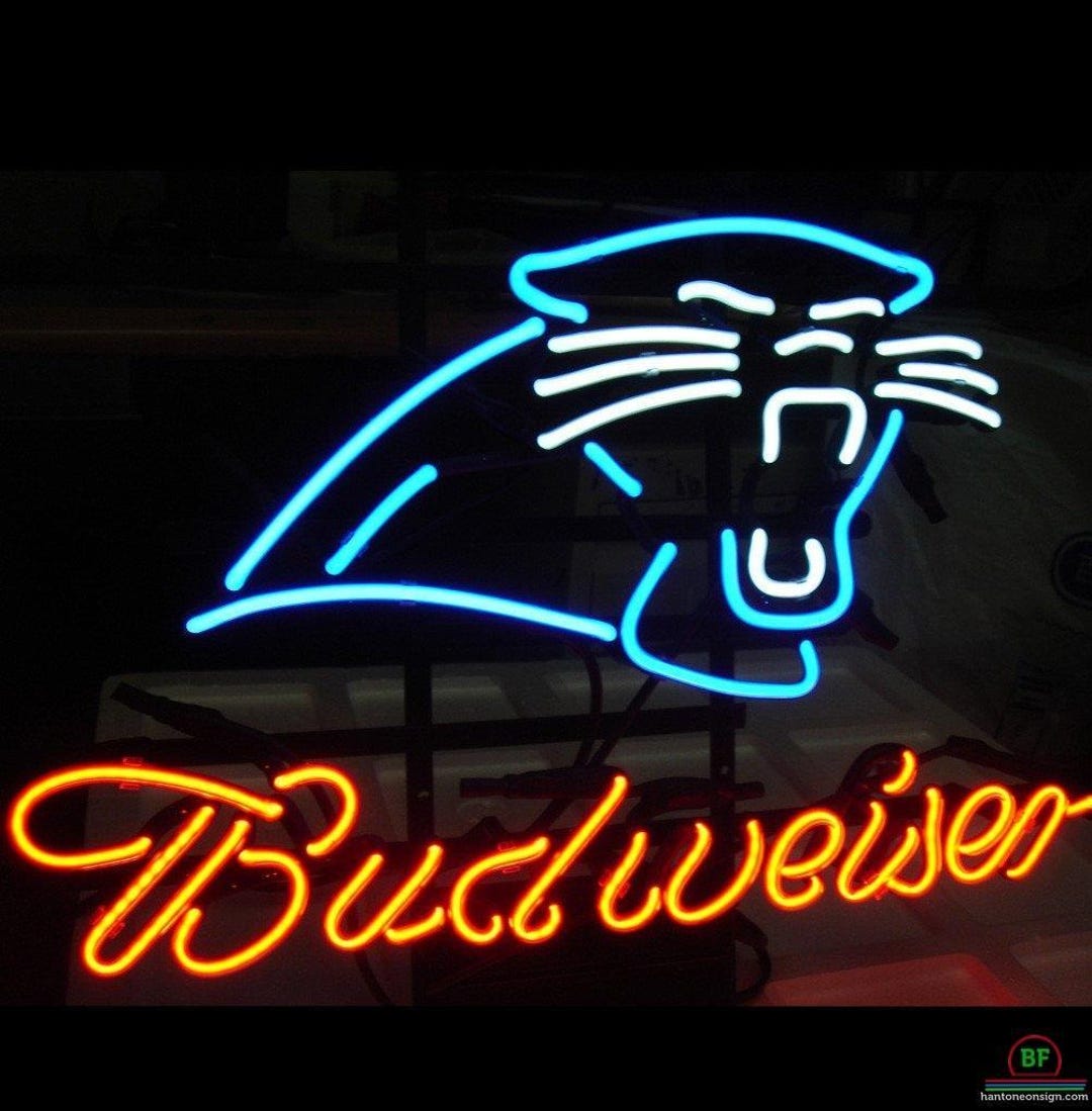 Bow Tie Panthers Beer Neon Sign: Man Cave Room Decor, Real Glass (20 ...