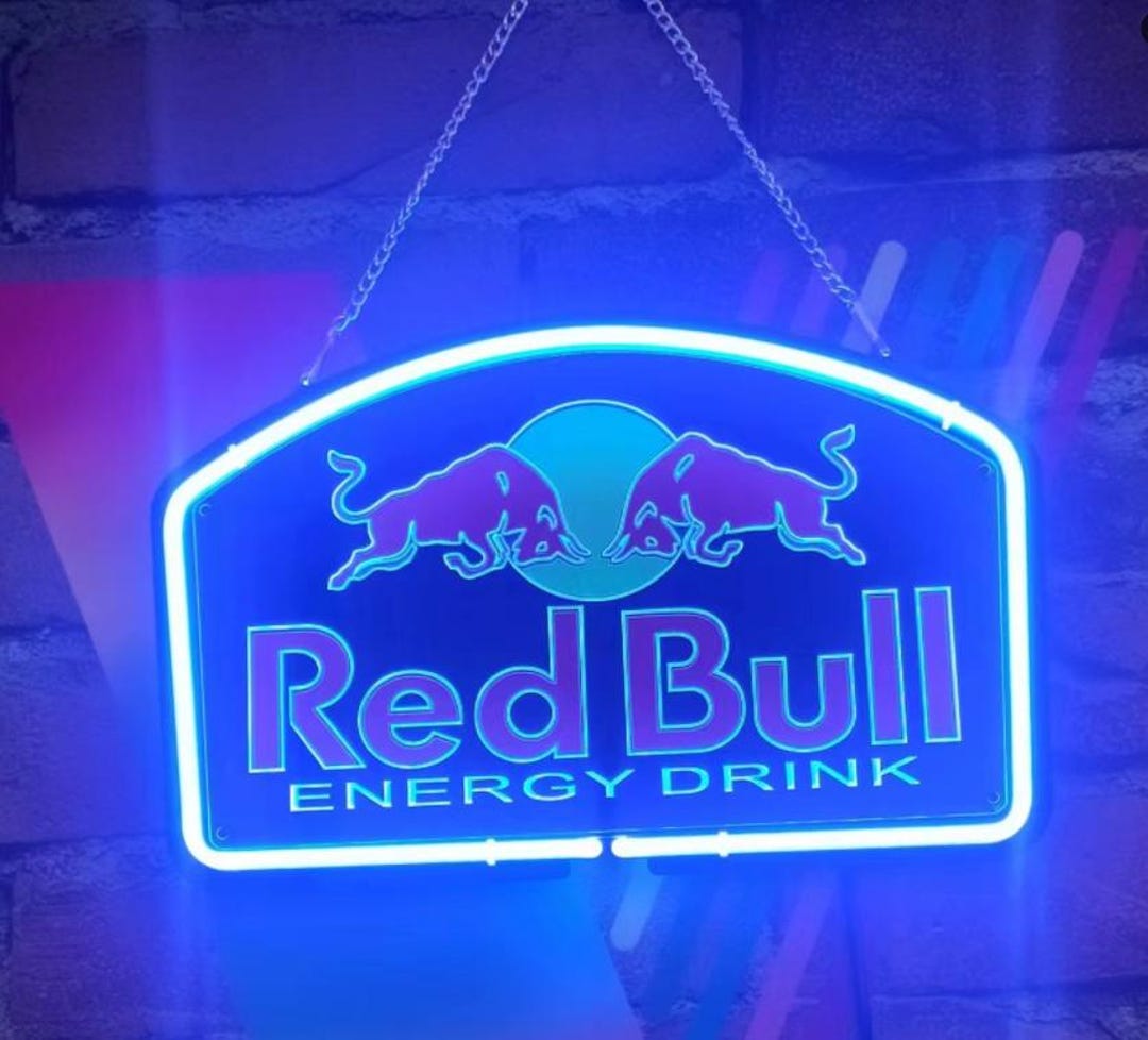 Red Bull Neon Sign: 3D Carved Glass - Bar Man Cave Decor (14x10) - Etsy