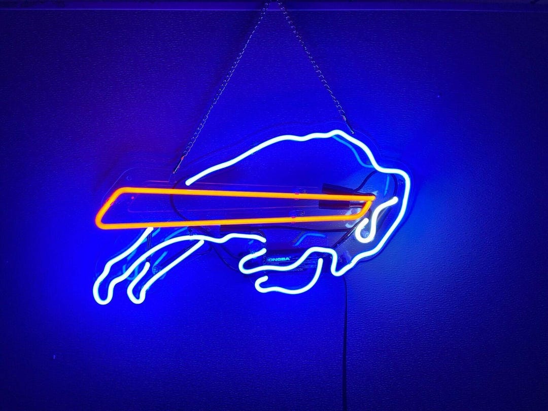 Buffalo Bills Neon Sign: Hand-blown Glass Bar Decor, Man Cave Acrylic ...