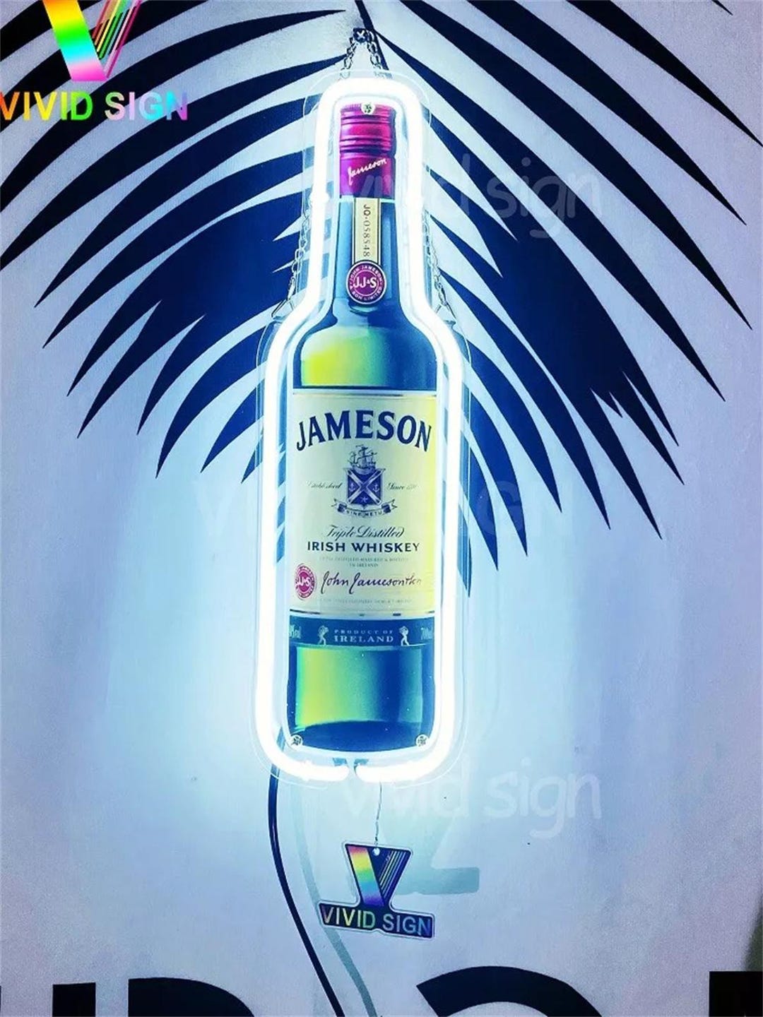 Jameson Irish Whiskey Bottle Neon Sign: Real Glass Handmade Beer Bar ...