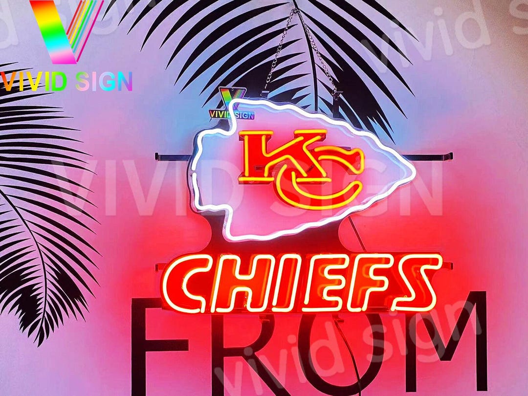 Kansas City Chiefs Neon Sign: Hand-made Glass Bar Room Decor (20"x16 ...