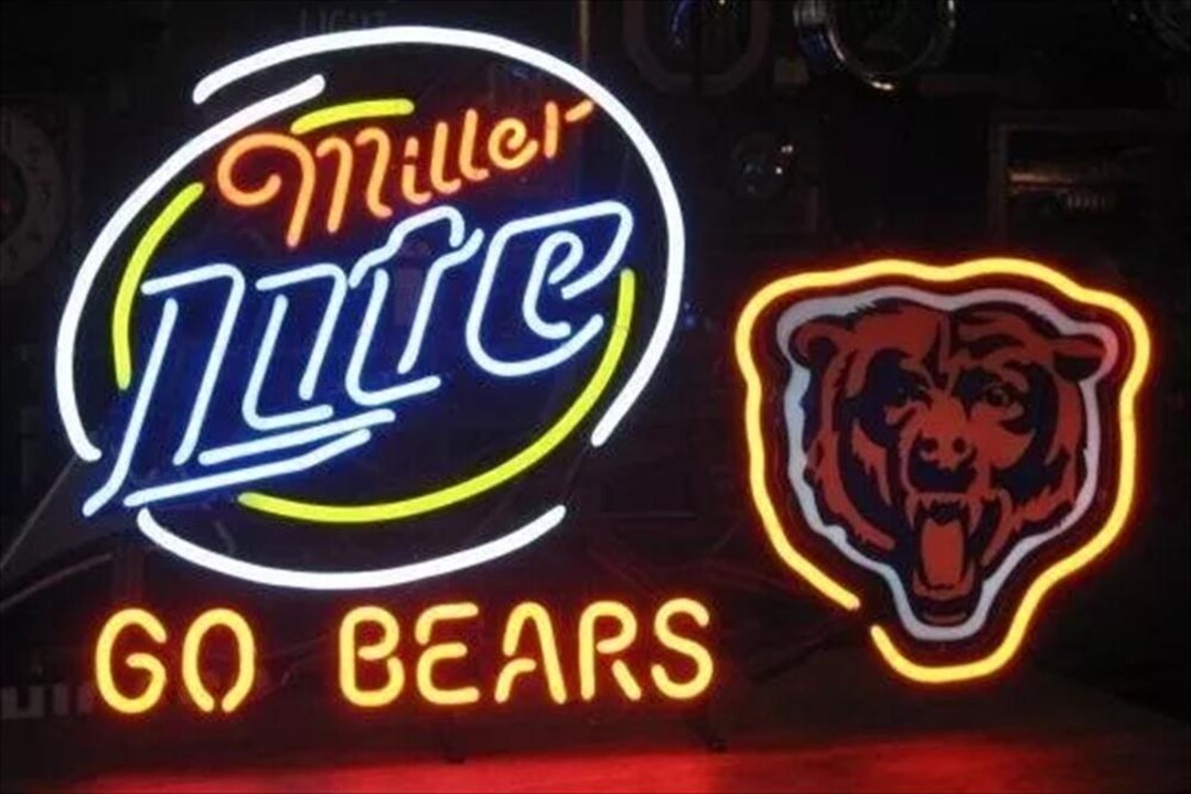 Chicago Bears Neon Sign: Real Glass Bar Decor (20"x16") - Etsy