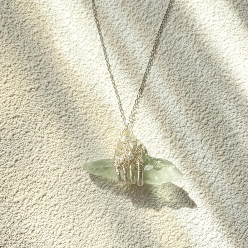 Hand Holding Quartz Necklace Wire Wrapped Necklace Raw Phantom Quartz ...