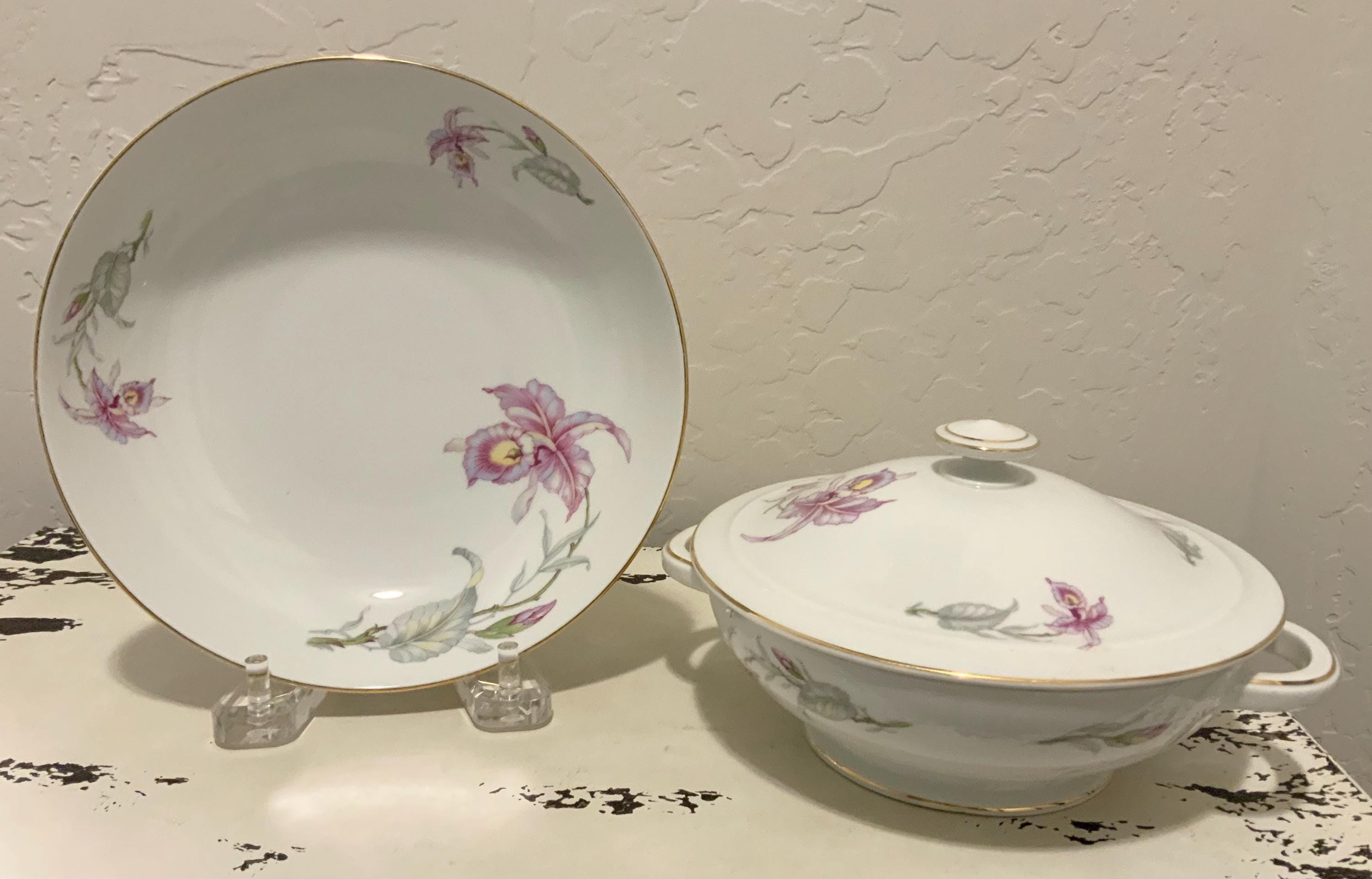 Vintage Thomas Germany Orchid Porcelain Dinnerware Set (17 Pieces) - Etsy