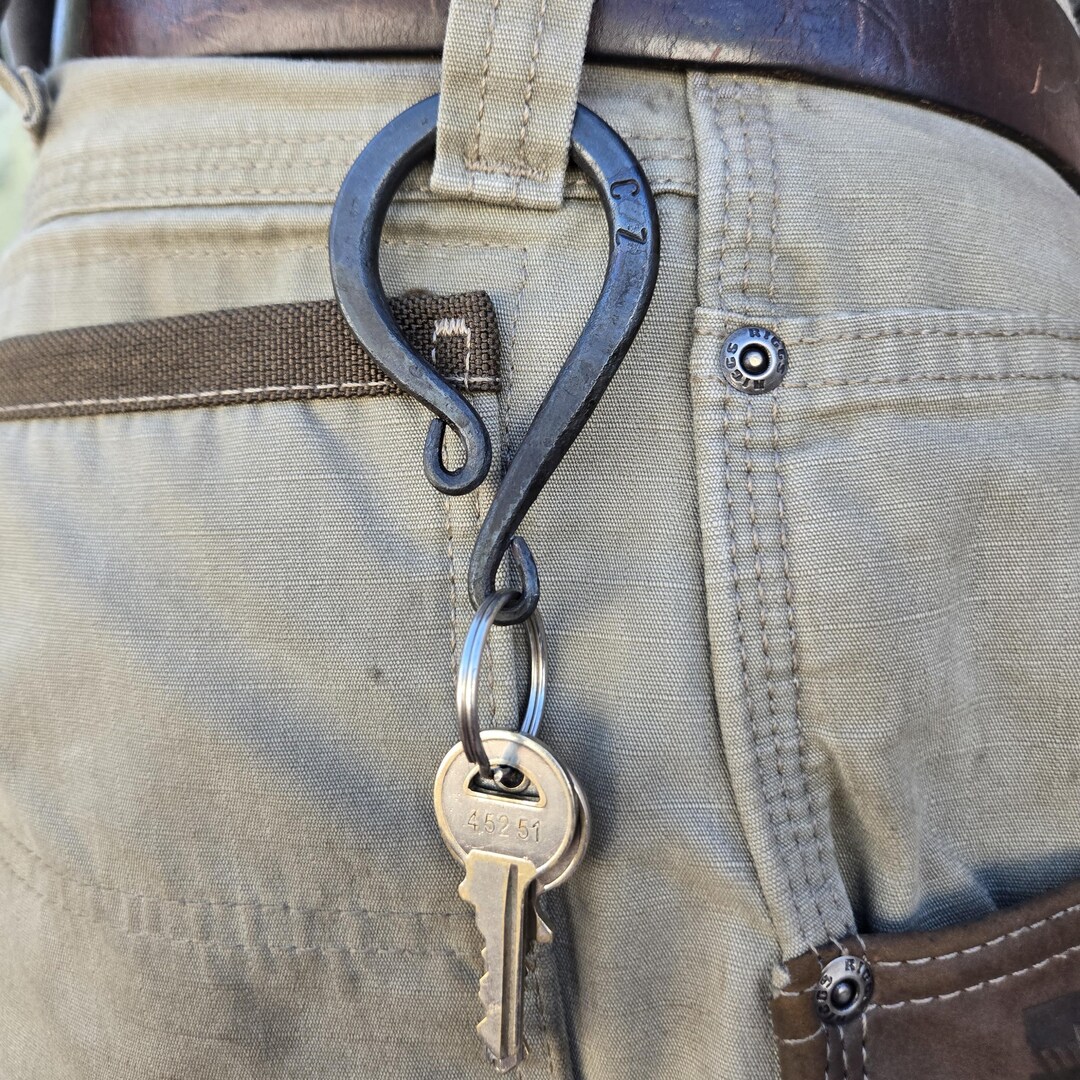 Hand Forged Steel Belt Loop Keychain: Personalized Key Hook - Etsy