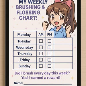 Printable Kids Brushing & Flossing Chart – Fun Weekly Tracker With ...