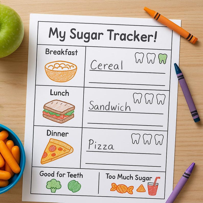 My Sugar Tracker for Kids – Printable Food & Tooth Chart – Healthy ...