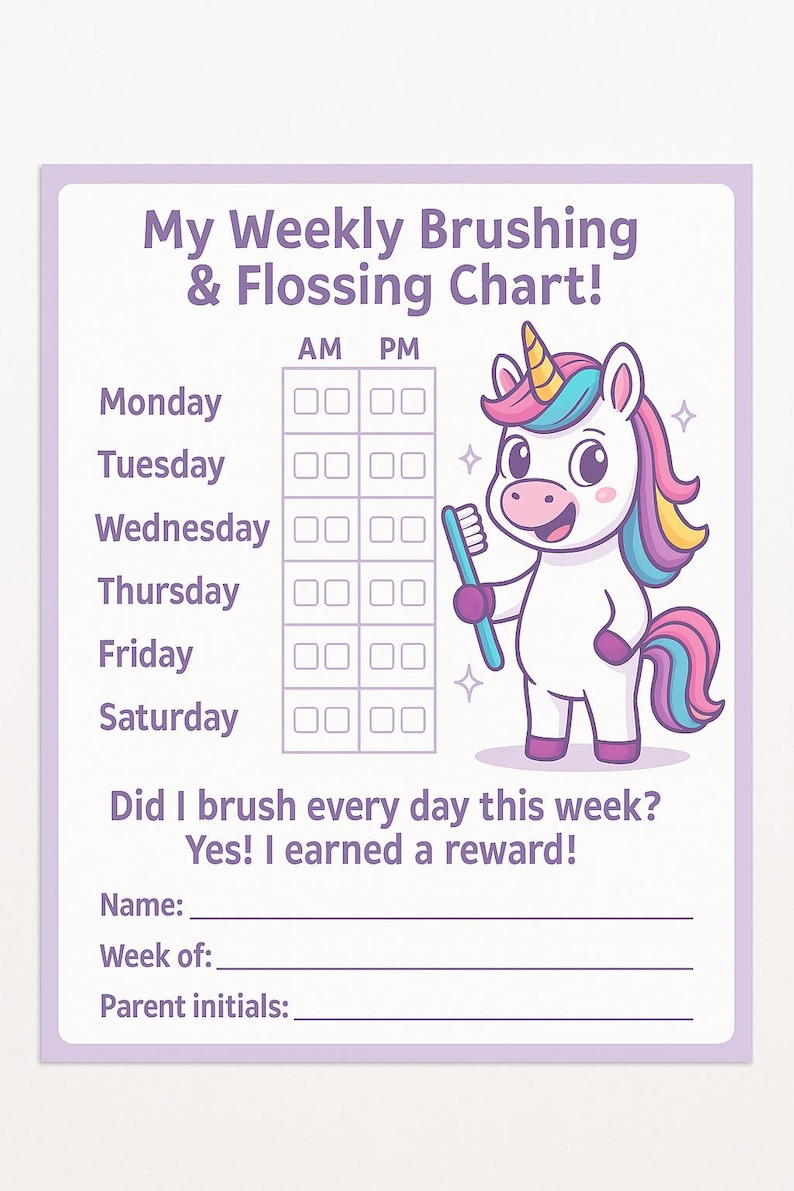 Printable Kids Brushing & Flossing Chart – Fun Weekly Tracker With ...