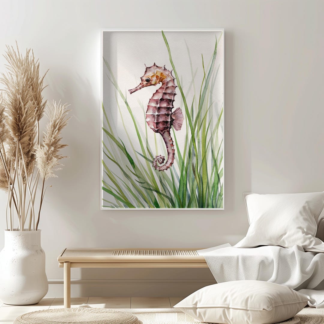Seahorse Watercolor Printable Wall Art – Coastal Marine Digital ...