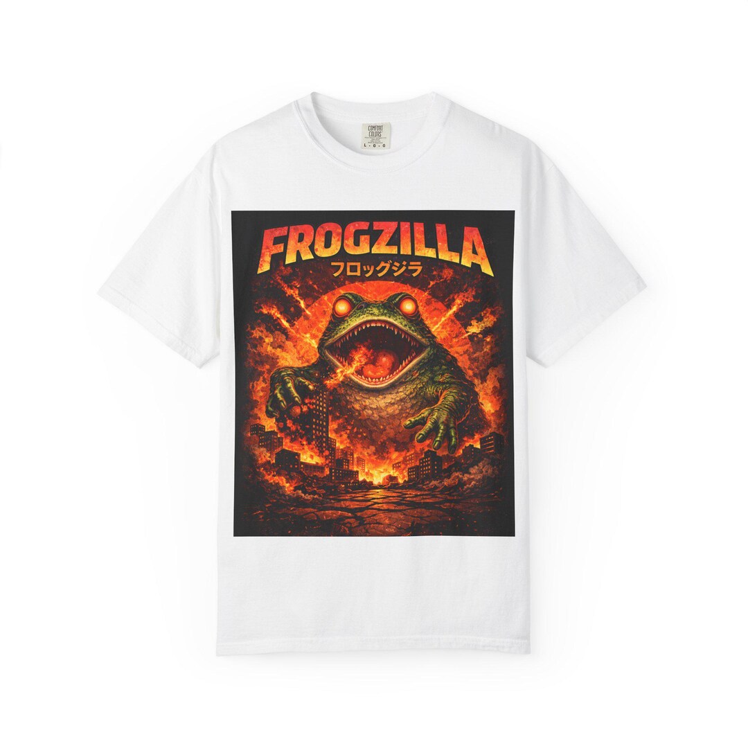 Frogzilla Monster Illustration T-shirt | Kaiju Frog Graphic Tee - Etsy