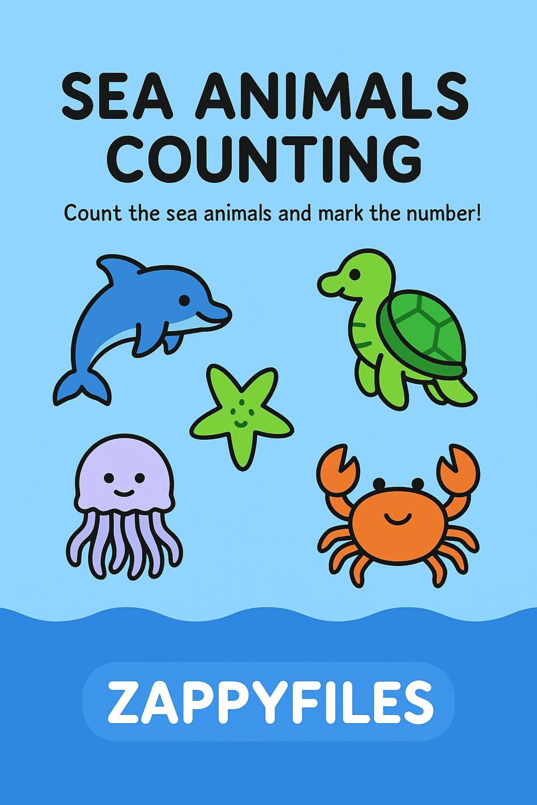 Zappyfiles|sea Animals Counting Worksheet: Ocean Theme Printable ...