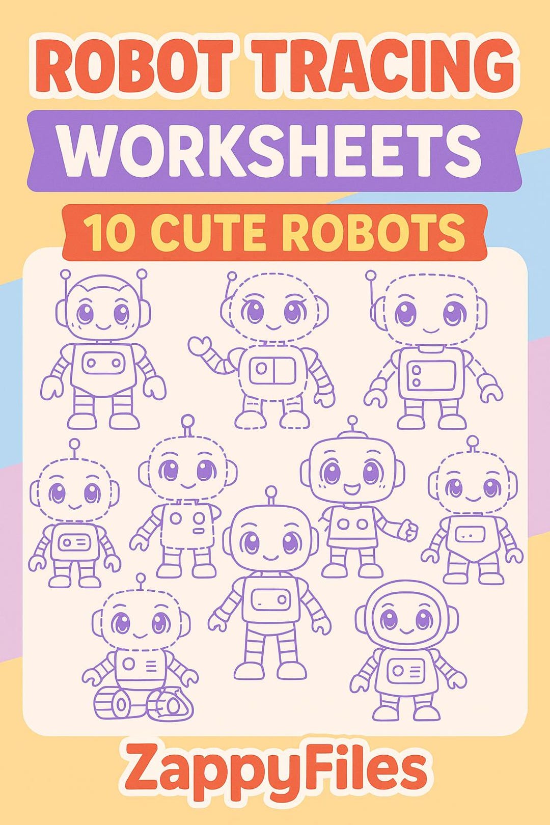 Zappyfiles|robot Tracing Worksheets: Anime Style, Fine Motor Skills ...