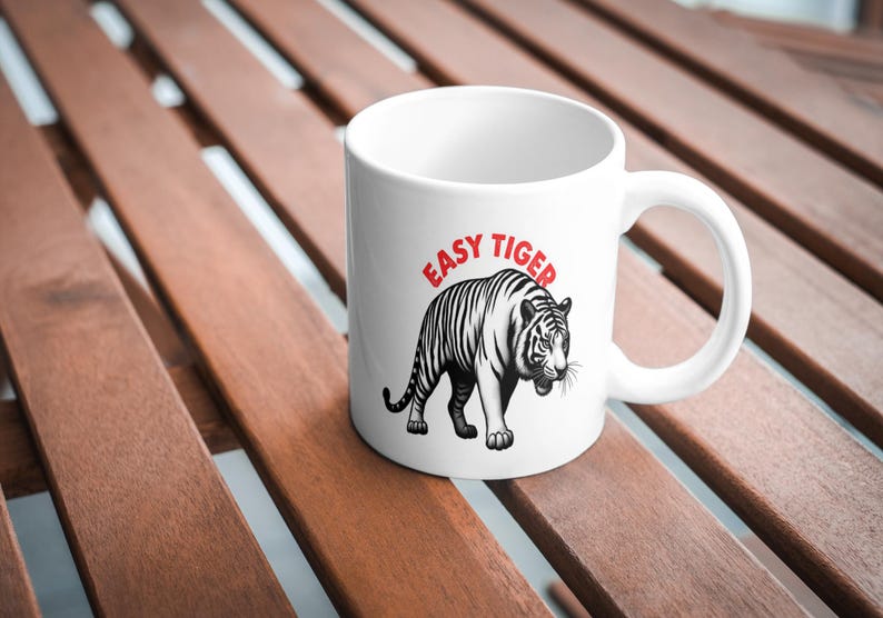 Easy Tiger Retro Tiger Line Art PNG | Vintage Sticker Design | Blue ...