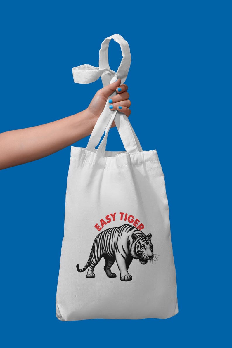 Easy Tiger Retro Tiger Line Art PNG | Vintage Sticker Design | Blue ...