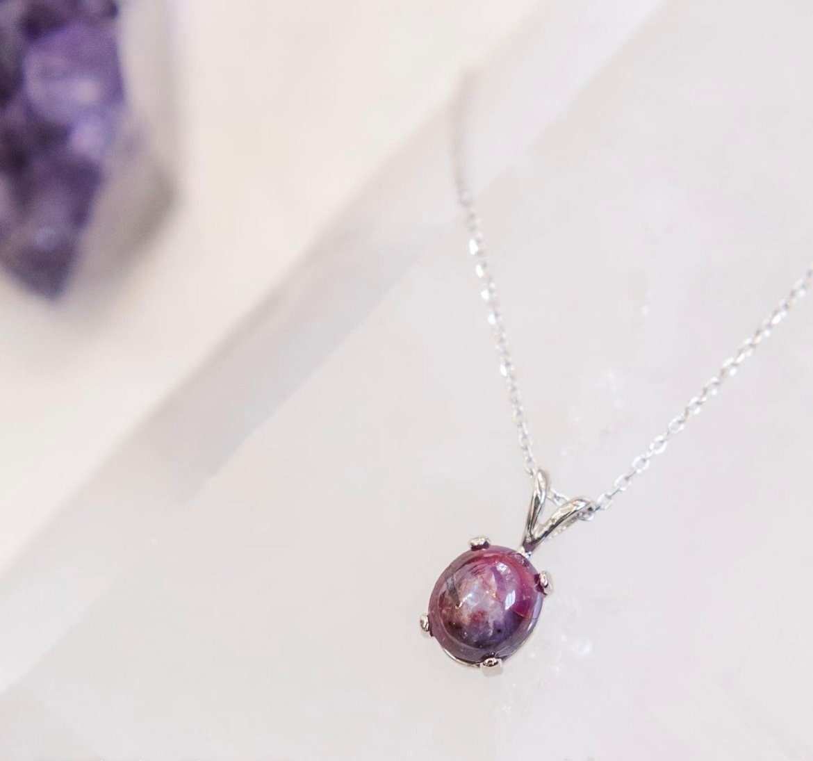 Appalachian Star Ruby Pendant Necklace, 14k White Gold Necklace - Etsy