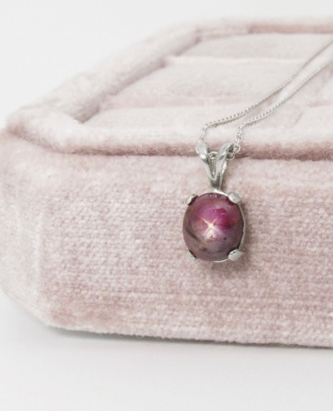 Appalachian Star Ruby Pendant Necklace, 14k White Gold Necklace - Etsy