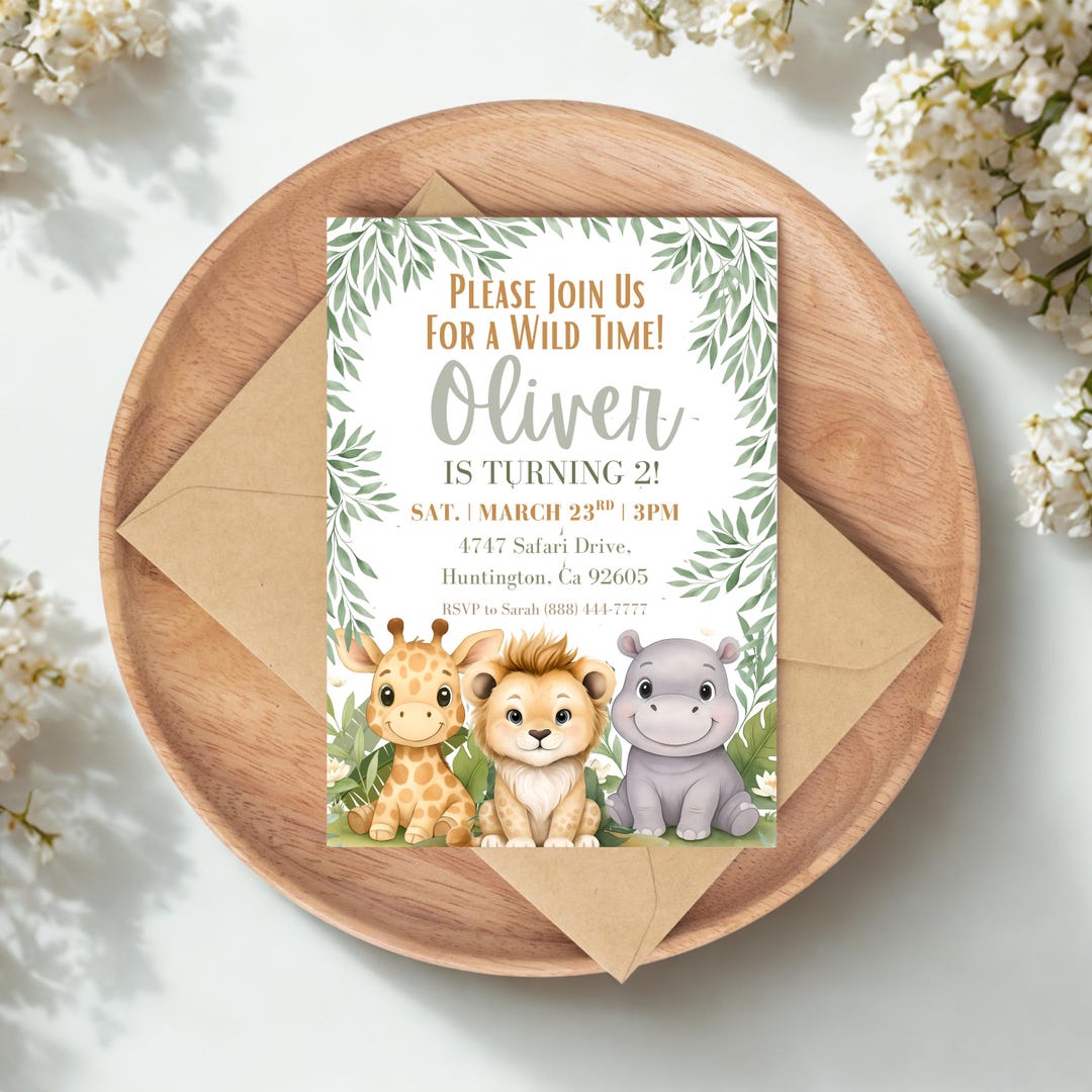 Editable Wild Time Safari Birthday Invitation Template (PDF) - Etsy
