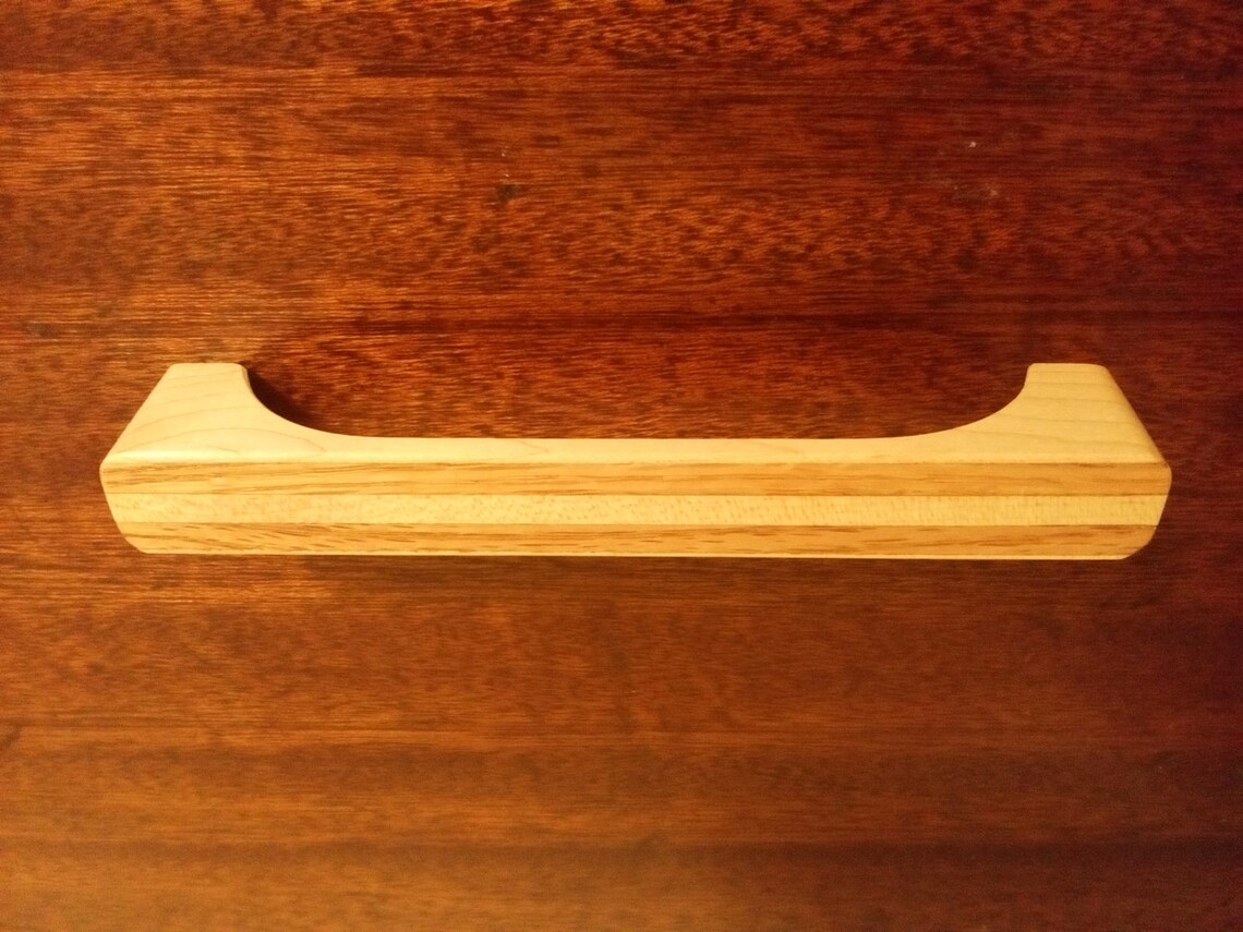 Maple Wood Cabinet Pulls With Oak Inlay - Etsy