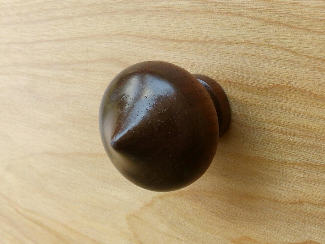 Round Spade Shape Walnut Wood Cabinet Knob - Etsy