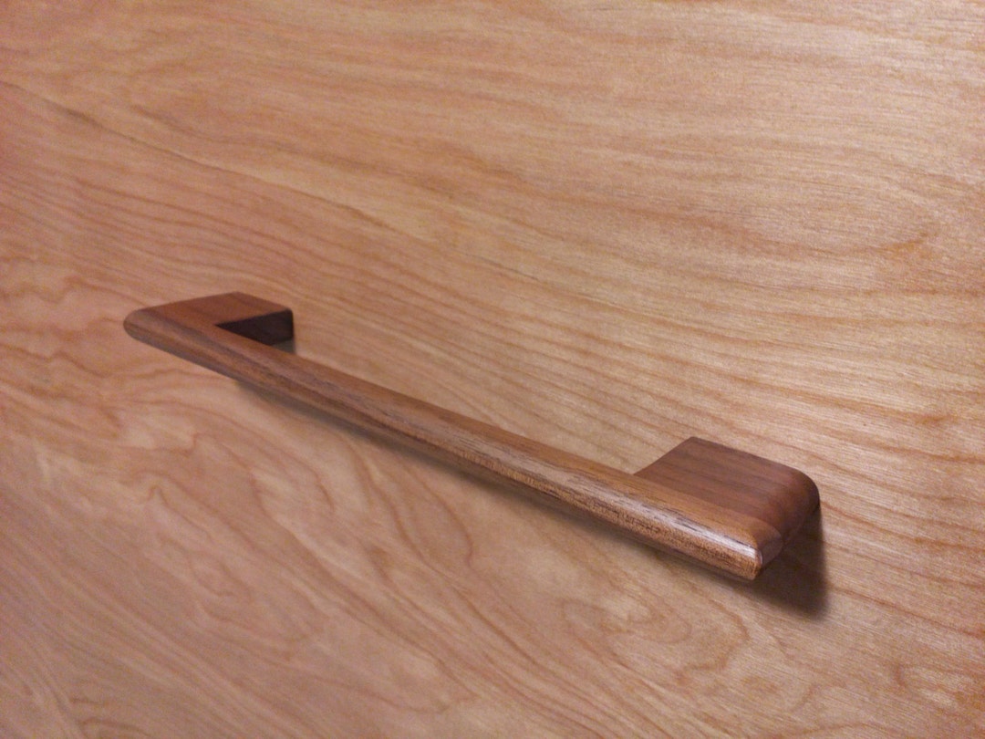 Sleek Walnut Wood Cabinet Pull With Rounded Handle and Ends - Etsy New ...