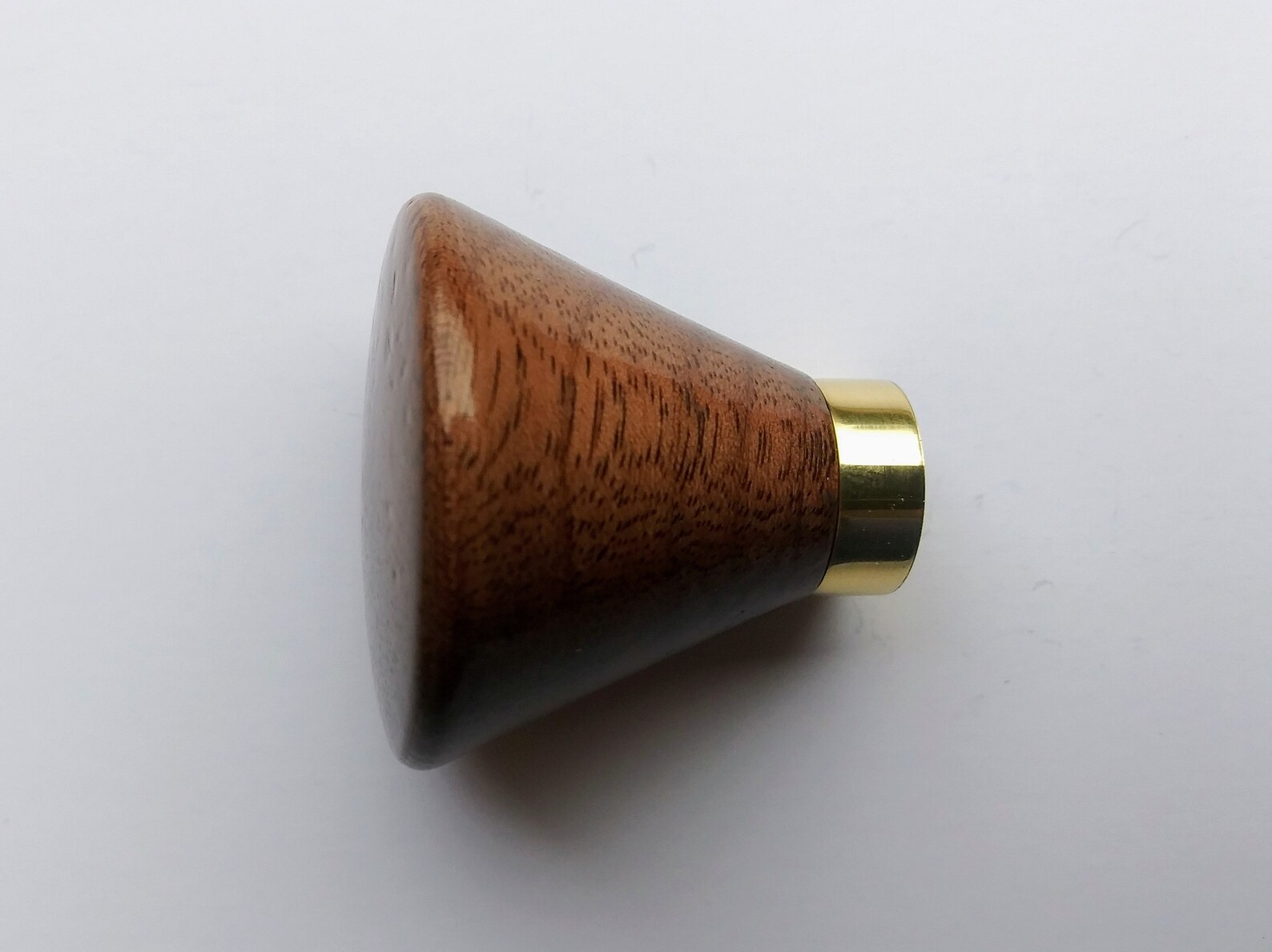 Modern Walnut Cabinet Knob With Polished Brass Post - Etsy