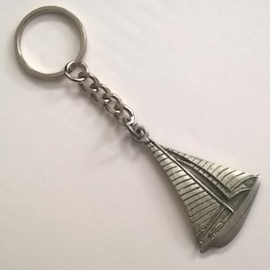 Pewter Sailboat Key Chain With Satin Finish - Etsy