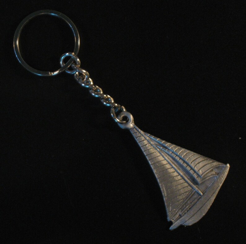 Pewter Sailboat Key Chain With Satin Finish | Etsy