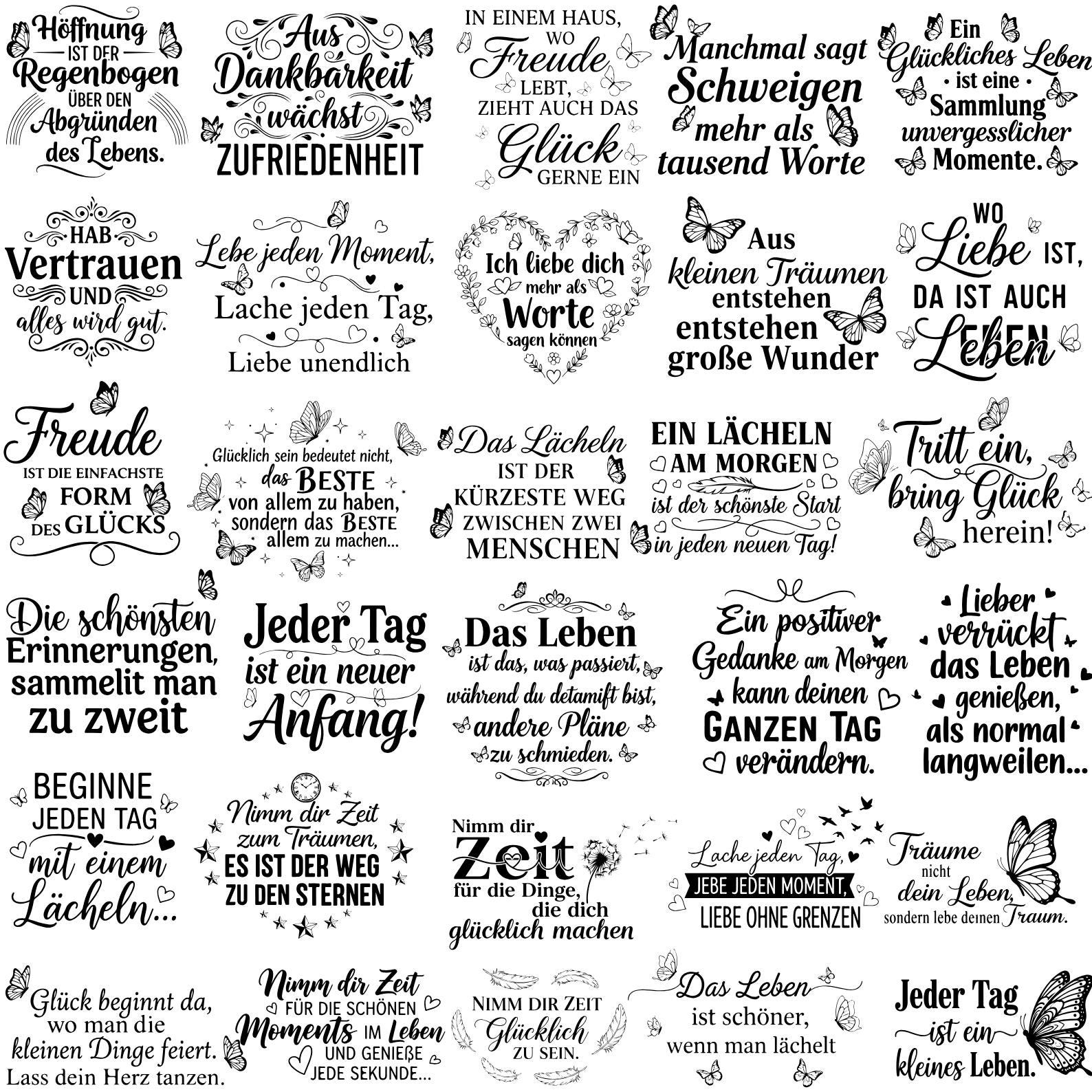 German Positive Sayings Plotter File SVG Bundle, Positive Saying ...
