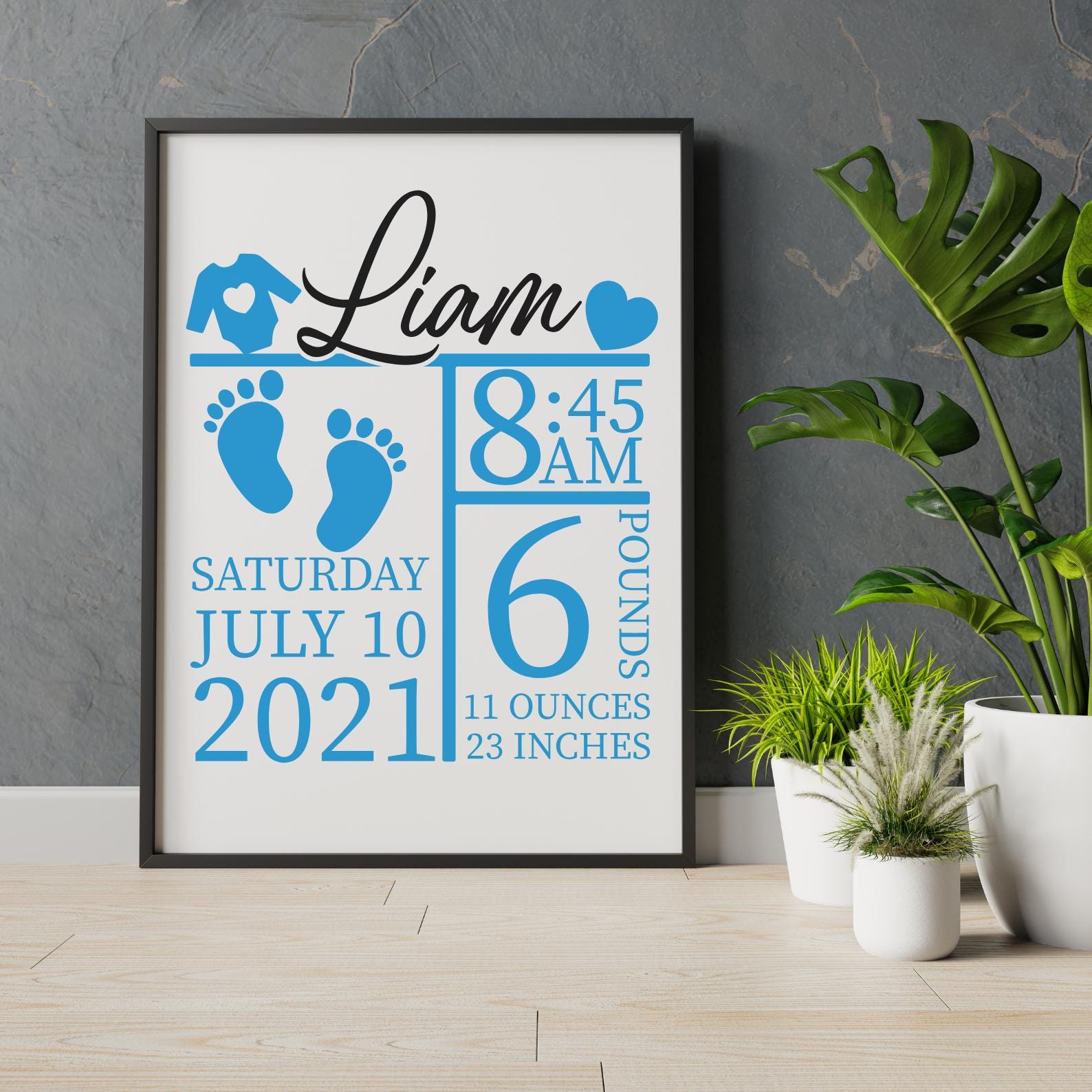 Birth Announcement SVG Bundle, Birth Stats Svg, Baby Stats Template ...