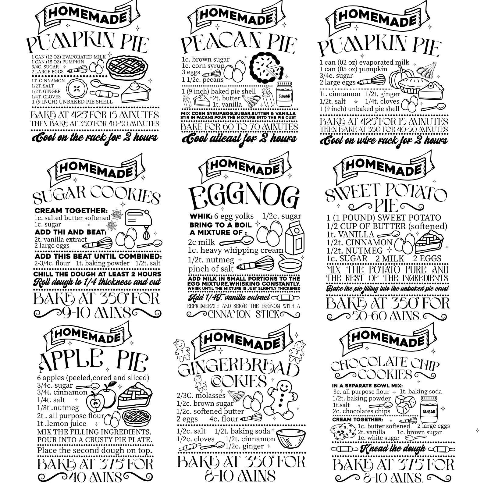 Christmas Recipe Svg Bundle, Recipe Svg, Kitchen Svg, Engraving Svg ...
