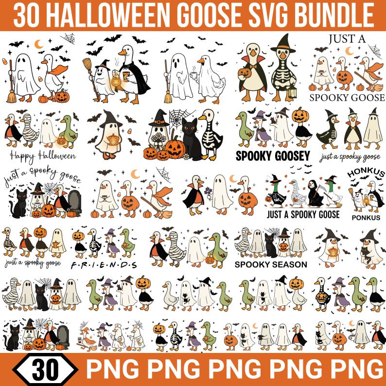 Halloween Goose Svg Png Bundle, Funny Halloween Png, Boo Ghost Png ...