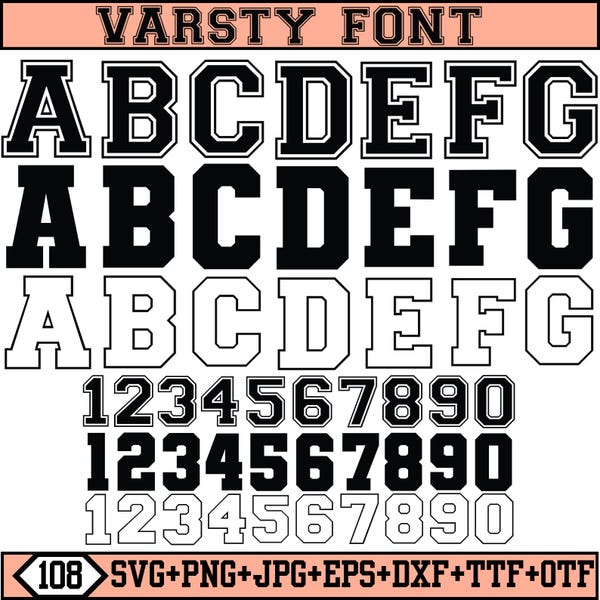 Varsity Font Stencil Svg - Etsy