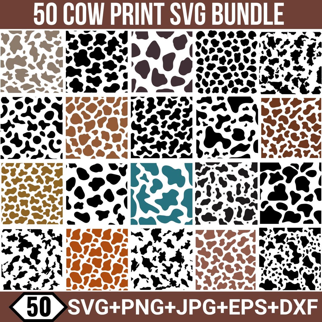 Cow Print Svg Bundle, Cow Print Png, Animal Print Svg, Farm Animal ...