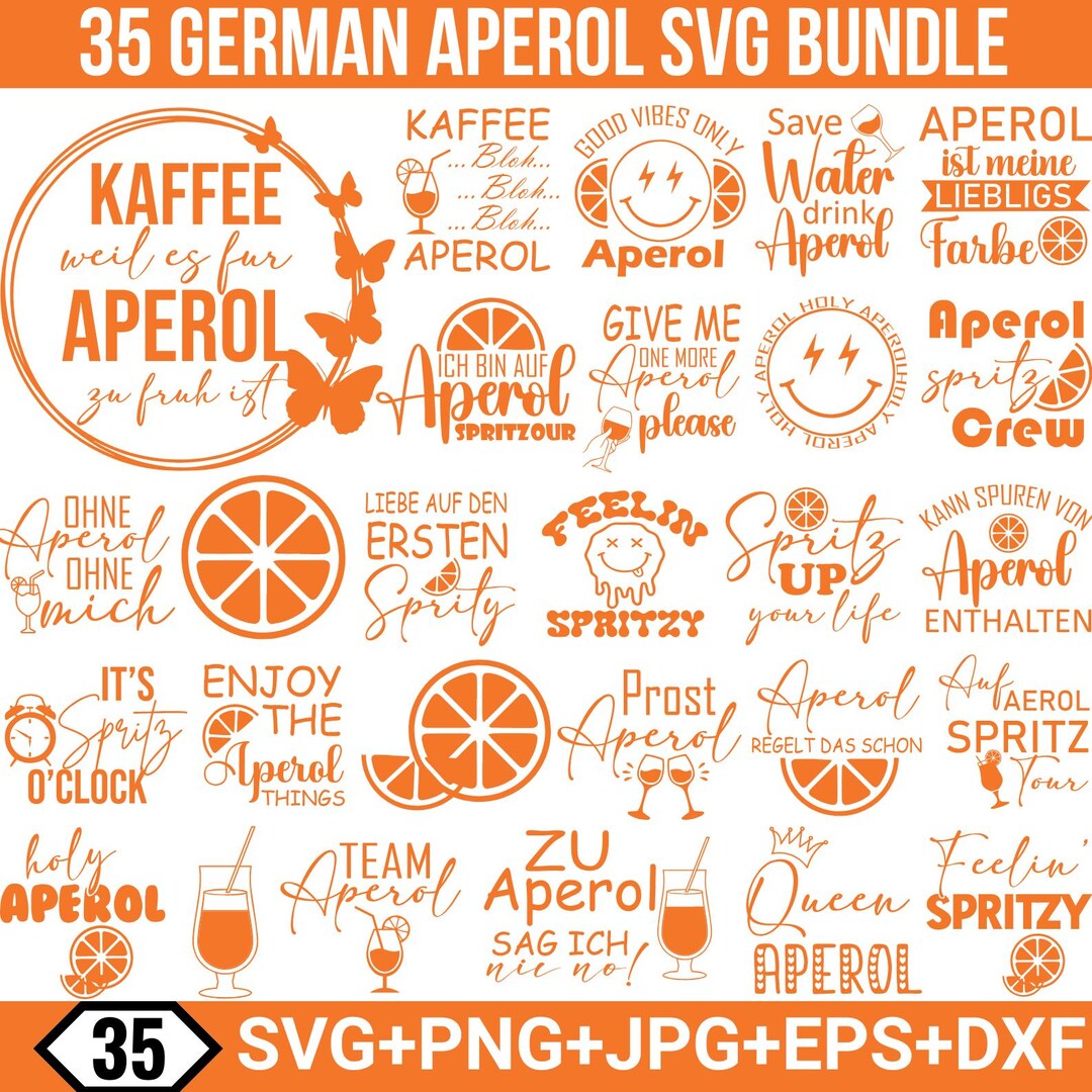 German Aperol SVG Bundle: Holy Aperoli, Spritz Tour (digital Files for ...