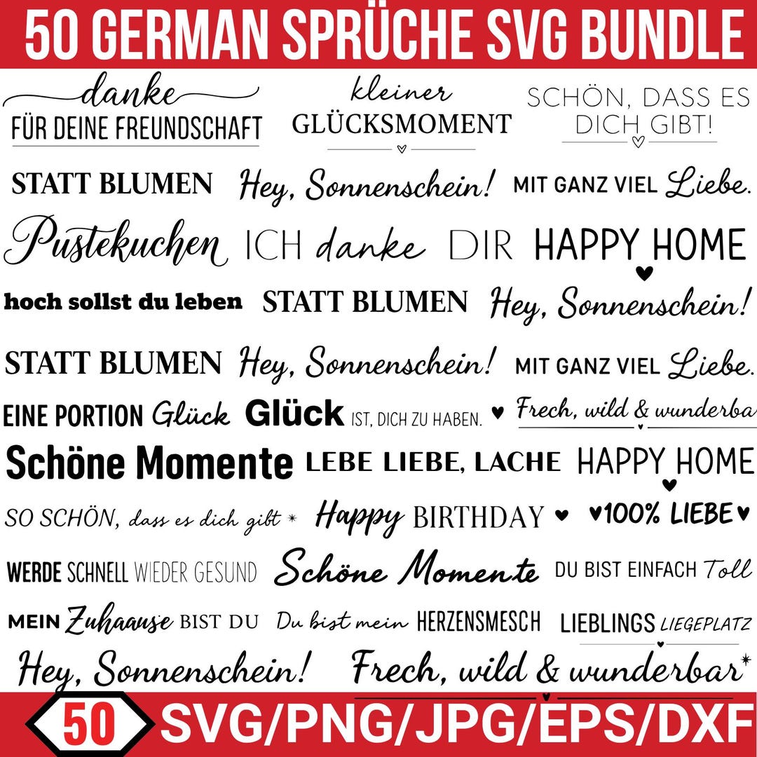 German Sprüche Svg Bundle, German Positive Saying, Slogan Svg ...
