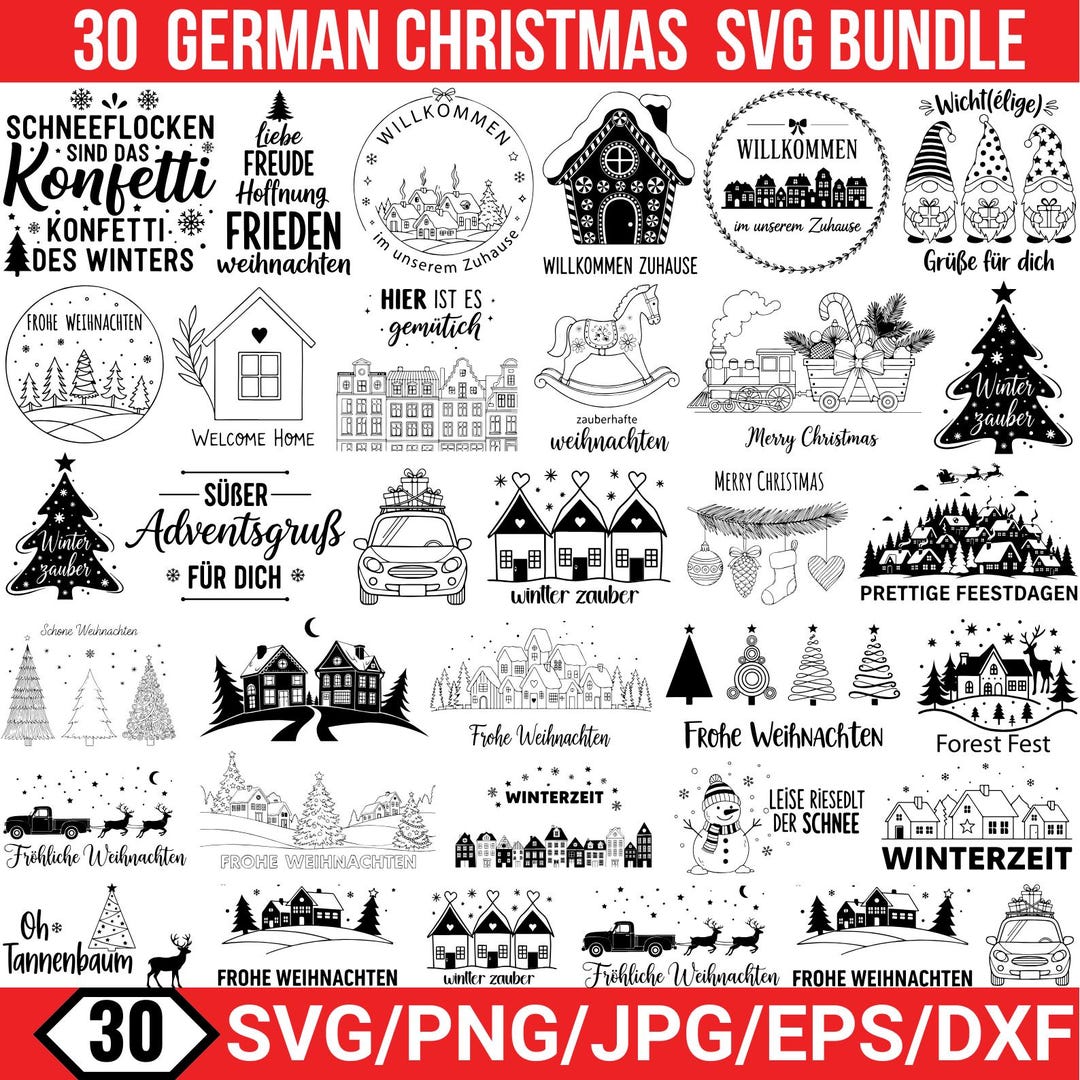 Christmas Plotter File Svg Bundle, Plotterdatei Weihnachten Svg ...