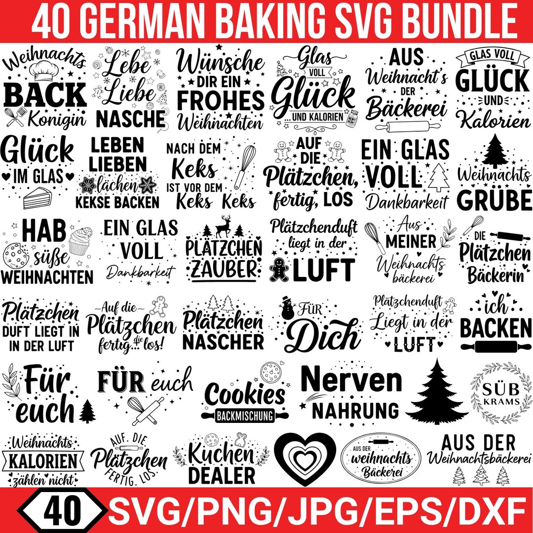 German Baking SVG Bundle, Sprüche Backen Svg, Plätzchen Svg, Baking Svg ...