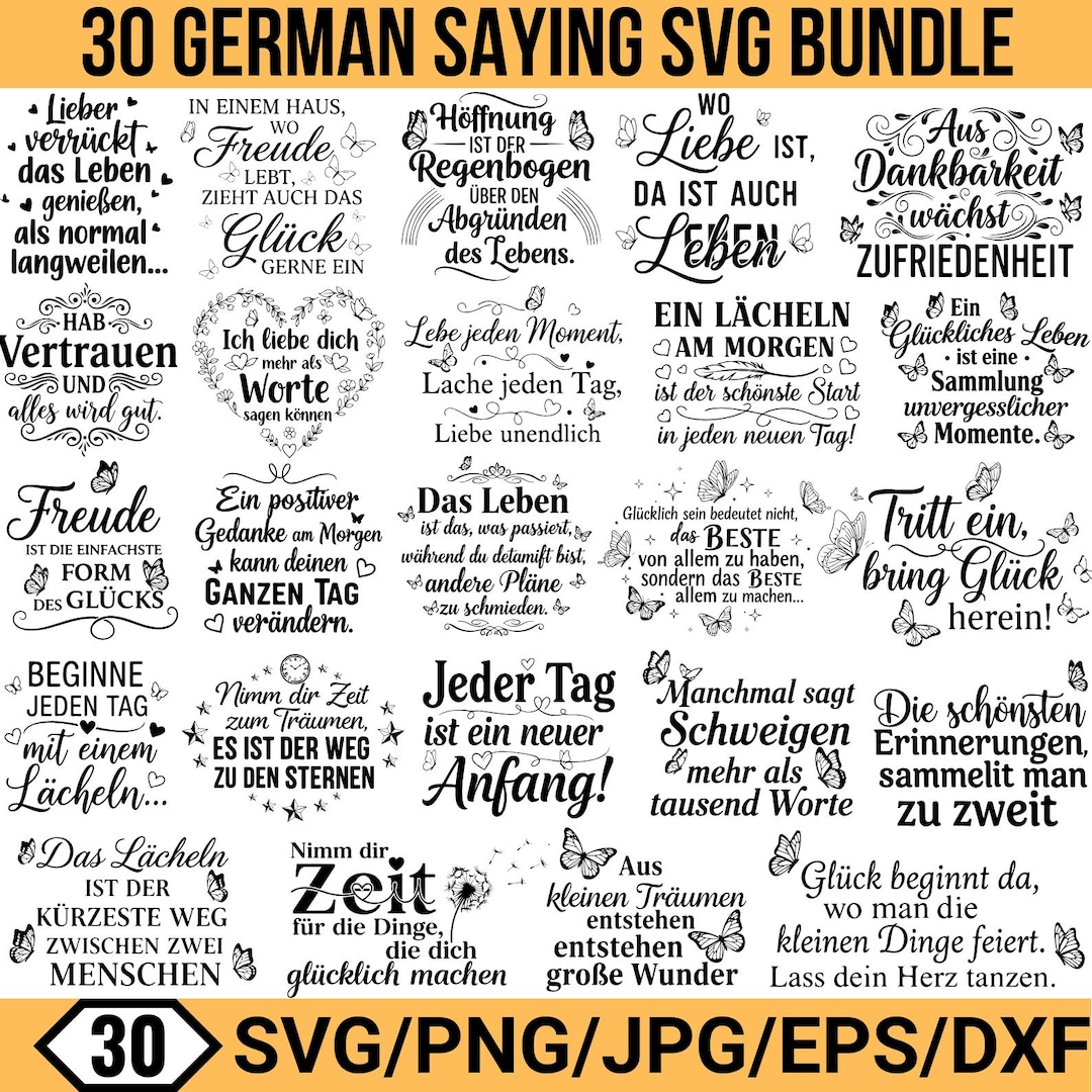 German Positive Sayings Plotter File SVG Bundle, Positive Saying ...