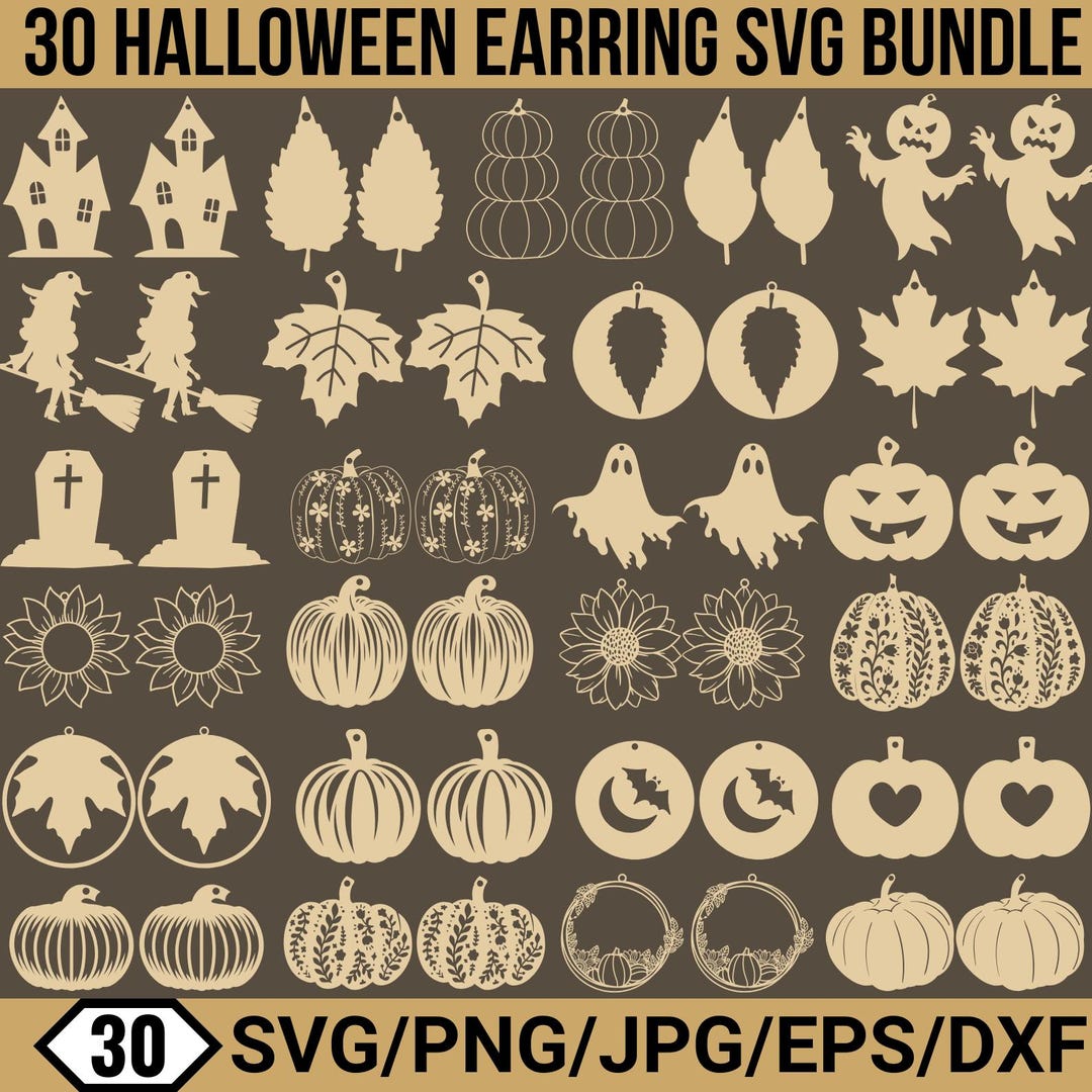 Cute Earrings SVG Bundle, Halloween Earrings Svg, Autumn Earrings ...