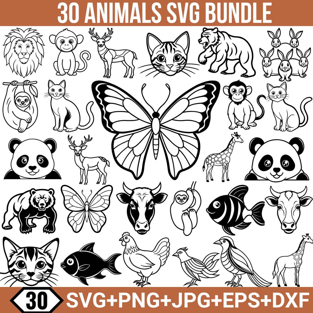 Animal Svg Bundle, Animal Png, Forest Animal Svg, Safari Animals Svg ...
