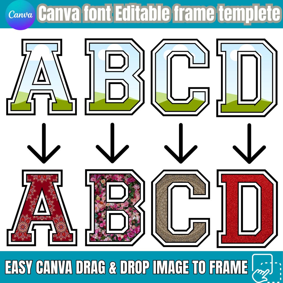 Varsity Font Canva Frame Alphabet: Canva Frame Alphabet, Jersey Letters ...