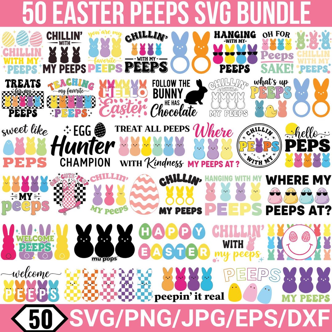 Easter Peeps SVG PNG Bundle, Peeps Svg, Kids Easter Svg, Easter Bunny ...