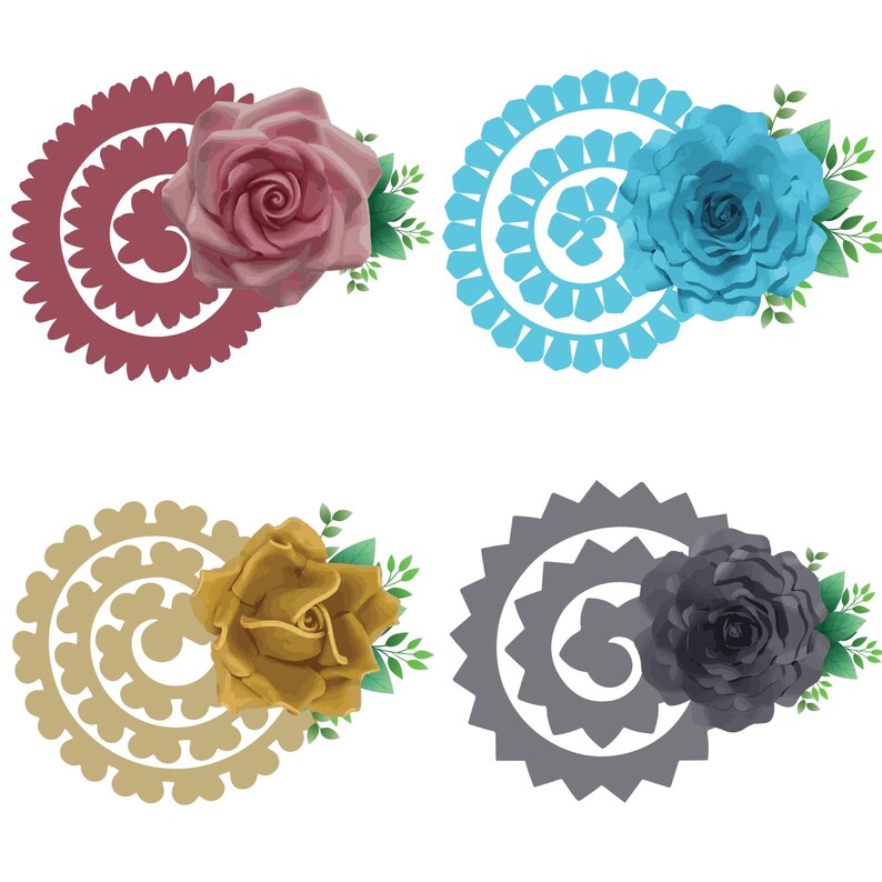 Rolled Flower Svg Png Bundle, Paper Flower Svg, Rolled Roses Svg ...