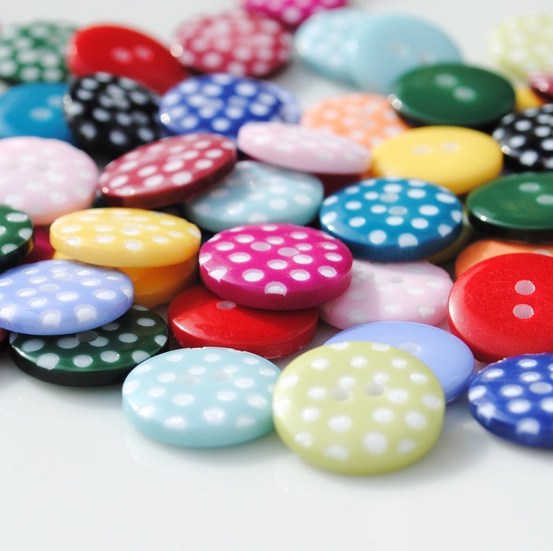Polka Dot Button Mix 70 Buttons 12mm - Etsy