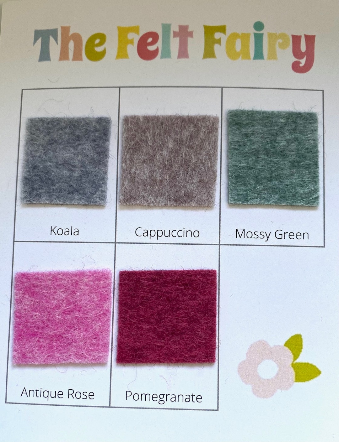 Heathered Felt SHADE CARD - Felt Swatches - Sample Card - Help to ...